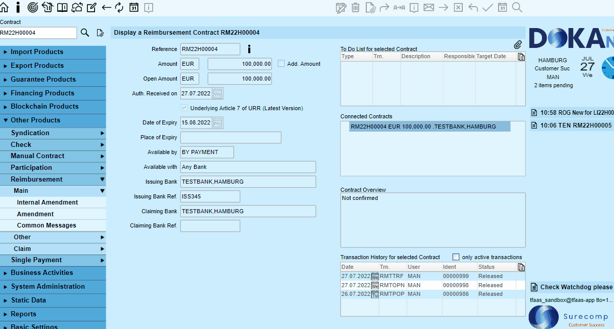 Receiving Reimbursement Claim under Reimbursement – DOKA-SaaS Help ...